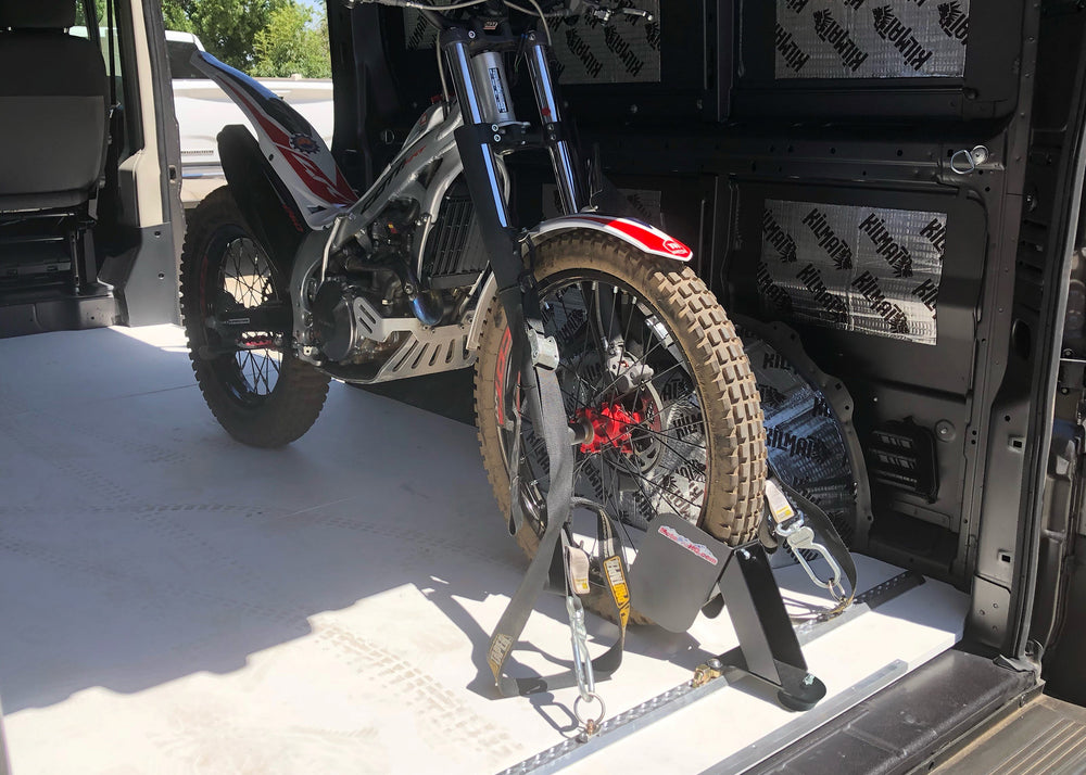 L-Track Motorcycle Wheel Chock | EZ Chock - Floor Mount